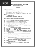 Practice Worksheet Class IX - Determiners | PDF