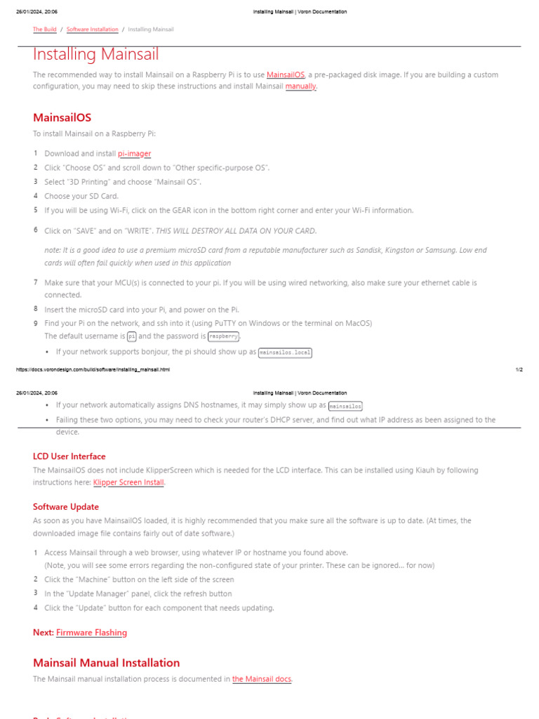2 - Installing Mainsail _ Voron Documentation | PDF | Computer Network | Operating System