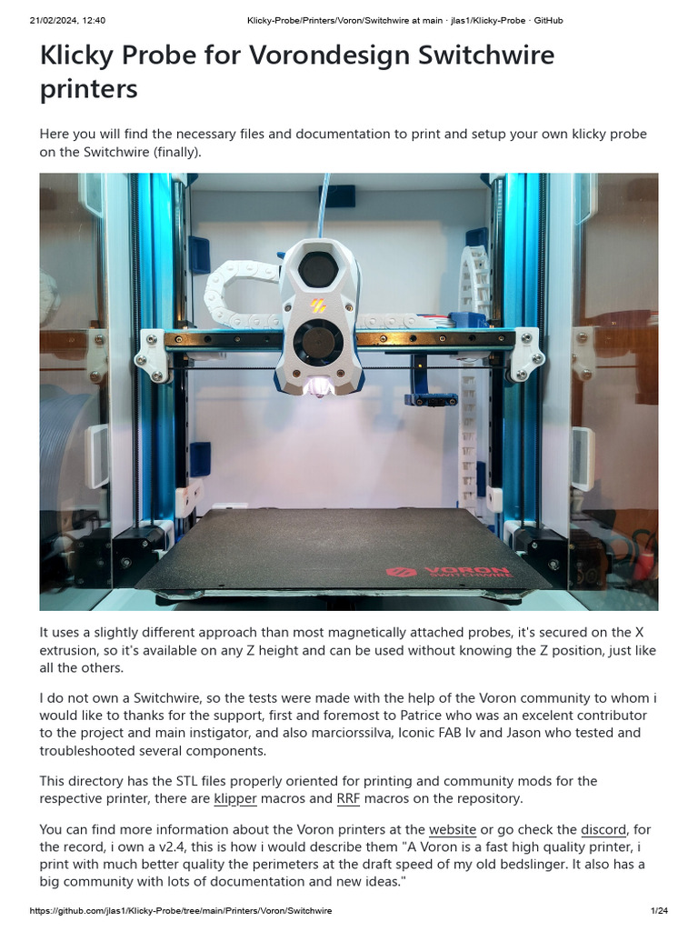 0D - Klicky-Probe Com Voron_Switchwire - Servo Docking | PDF | Manufactured Goods