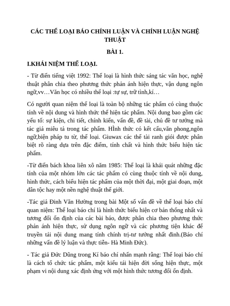 Xemtailieu-cac-the-loai-bao-chinh-luan-va-chinh-luan-nghe-thuat | PDF