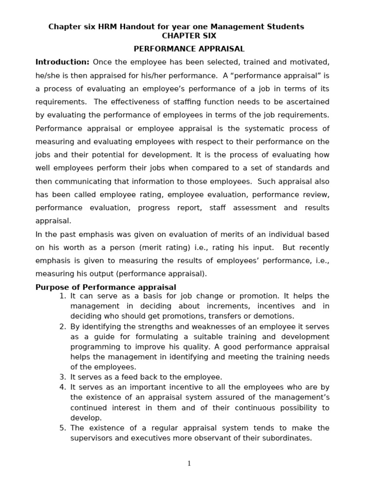 HRM Handout Chapter 6 | PDF | Performance Appraisal | Bias