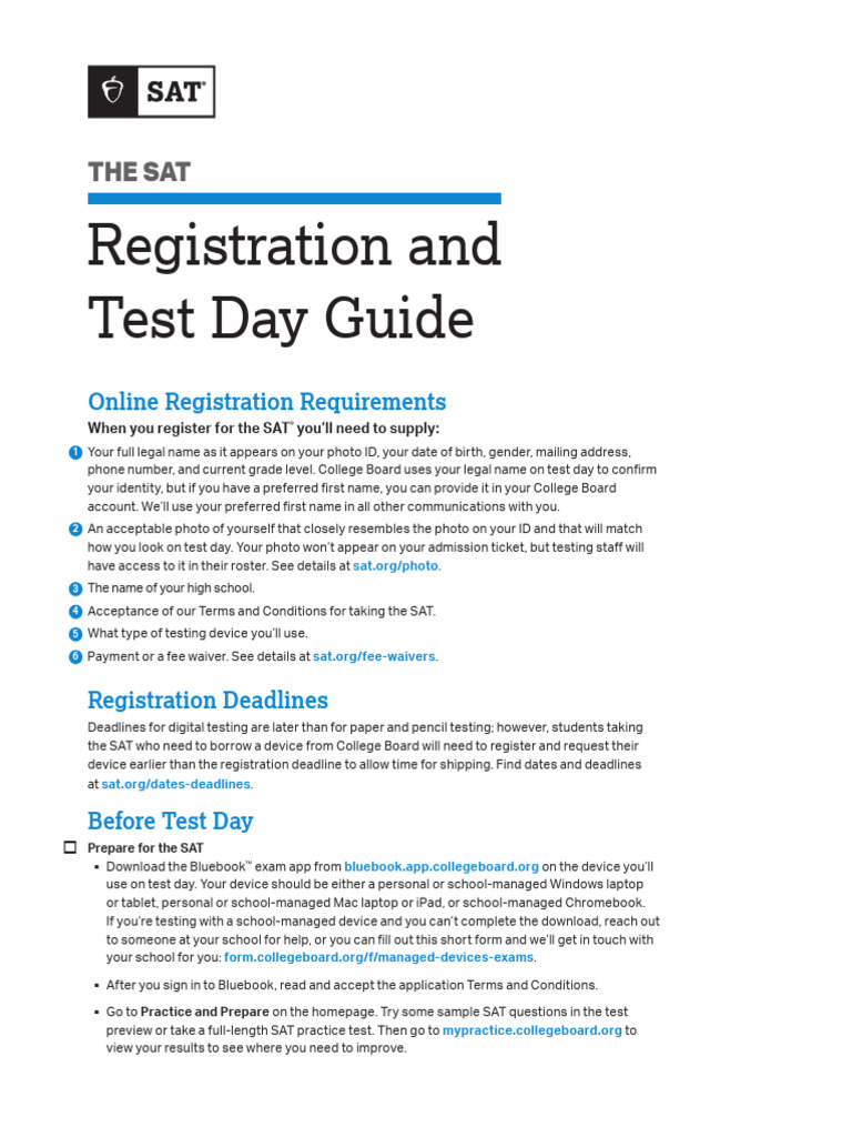 Digital Sat Registration Test Day Guide | PDF | Sat | Computer Keyboard