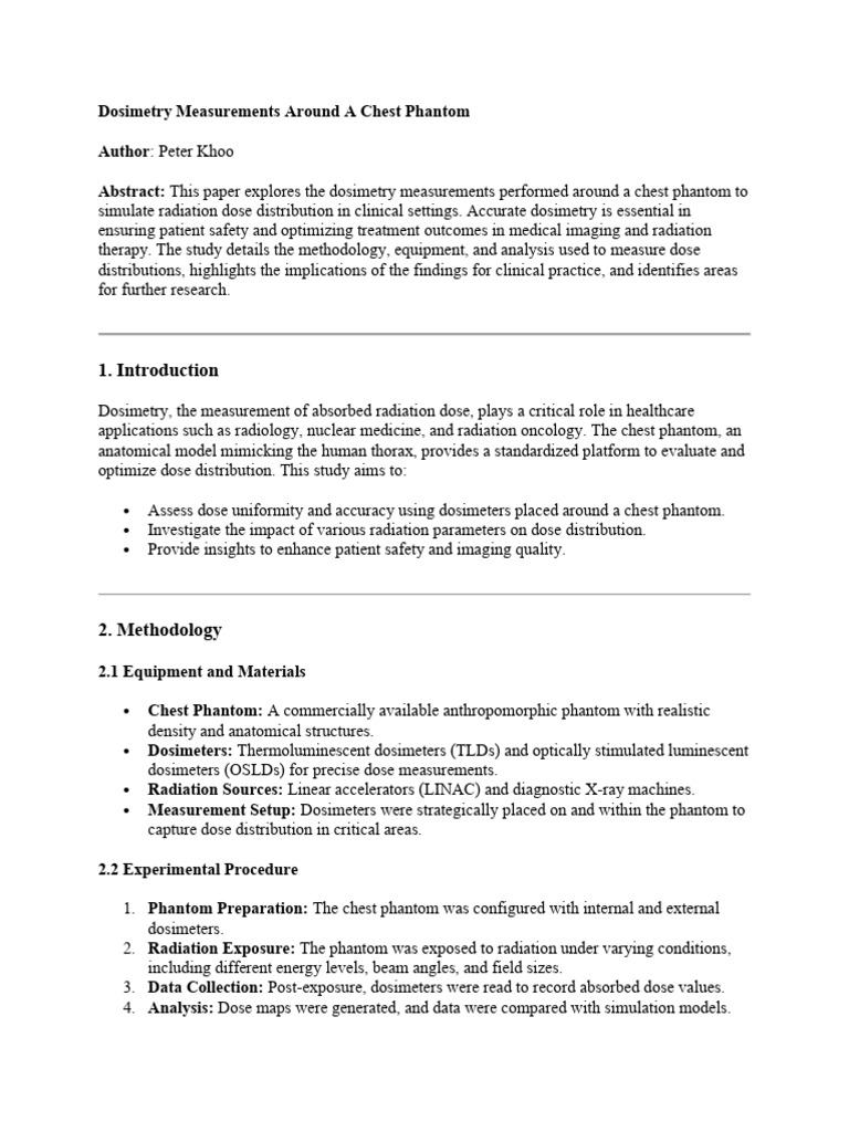 Dosimetry Measurements Around A Chest Phantom | PDF | Dosimetry ...