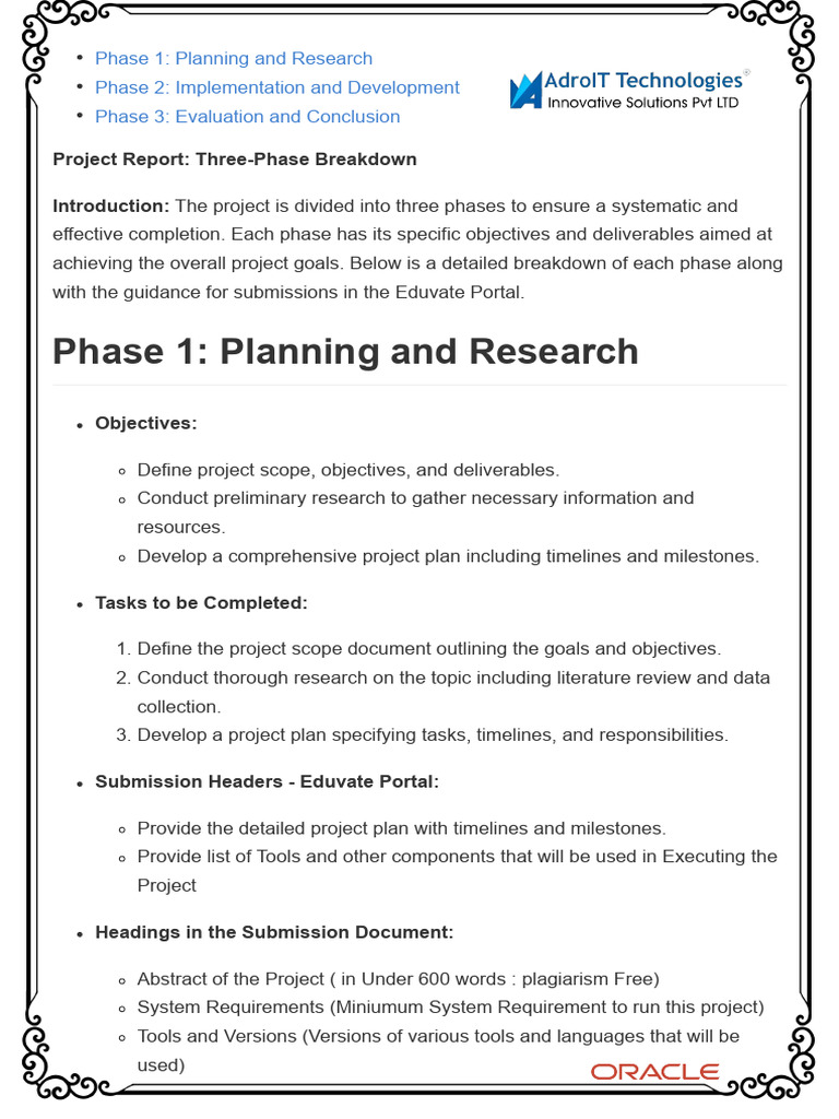 Three-Phase Project Report Guide | PDF | Evaluation | Scope (Computer ...