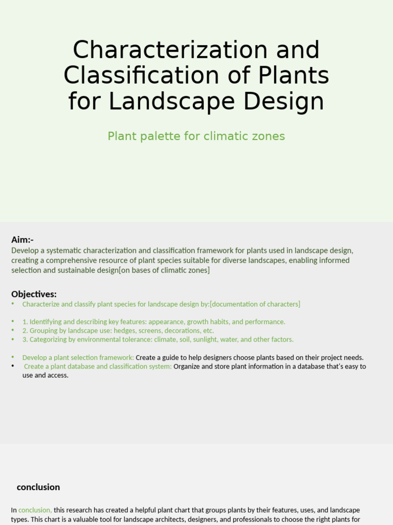 Characterization and Classification of Plants For Landscape Design ...