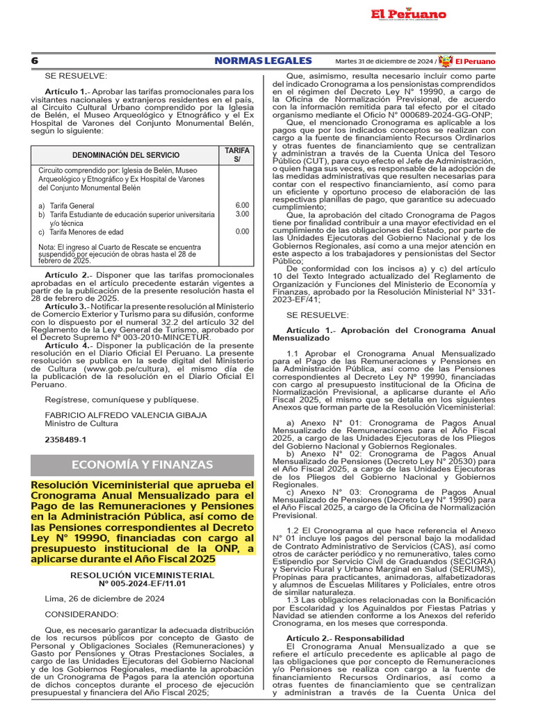 Cronograma de Pagos 2025 Sector Público | PDF | Perú | Gobierno