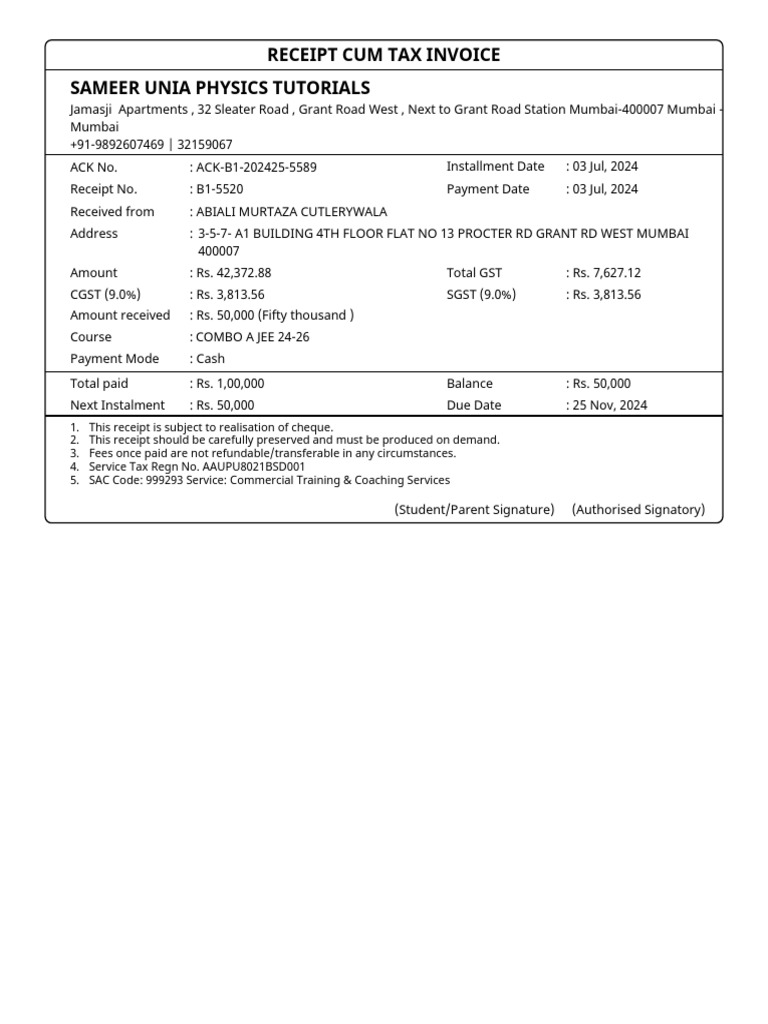 Fees Receipt 9387929 | PDF