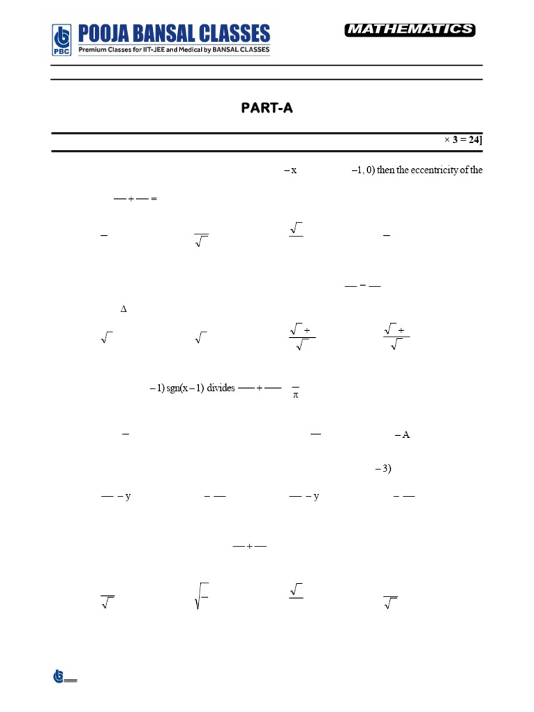 04 Ellipse & Hyperbola - WS-1 | PDF | Ellipse | Elementary Geometry