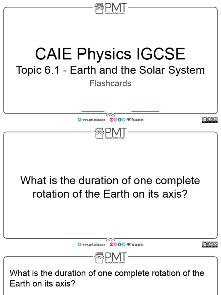Flashcards - Topic 6.1 - Earth and The Solar System - CAIE Physics ...