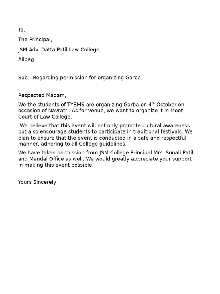 Garba Permission Letter | PDF