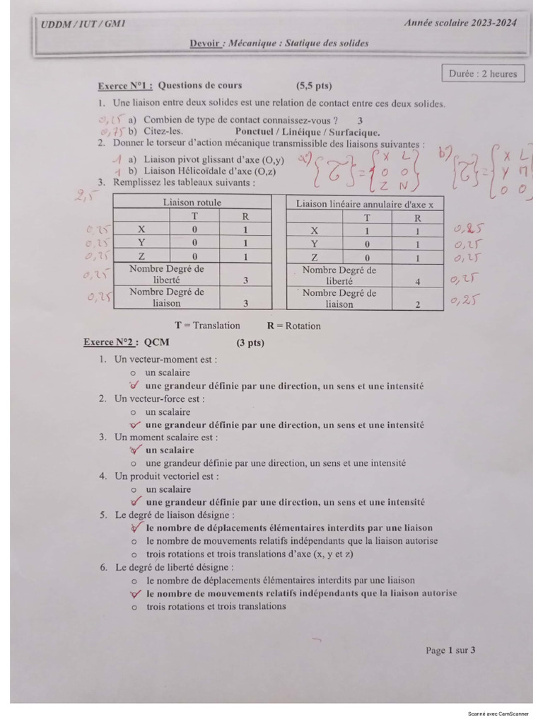 Correction Devoir Statique Des Solides-1 | PDF
