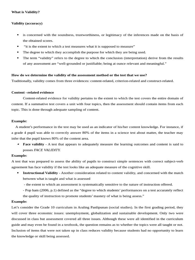 Validity and Reliability | PDF | Validity (Statistics) | Educational ...