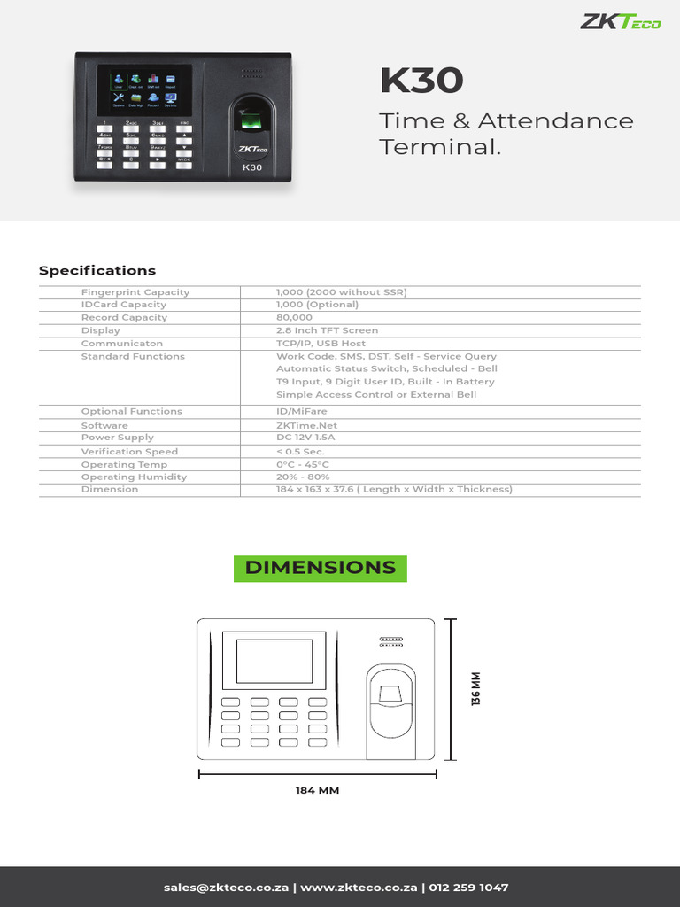 k30 Data Sheet | PDF