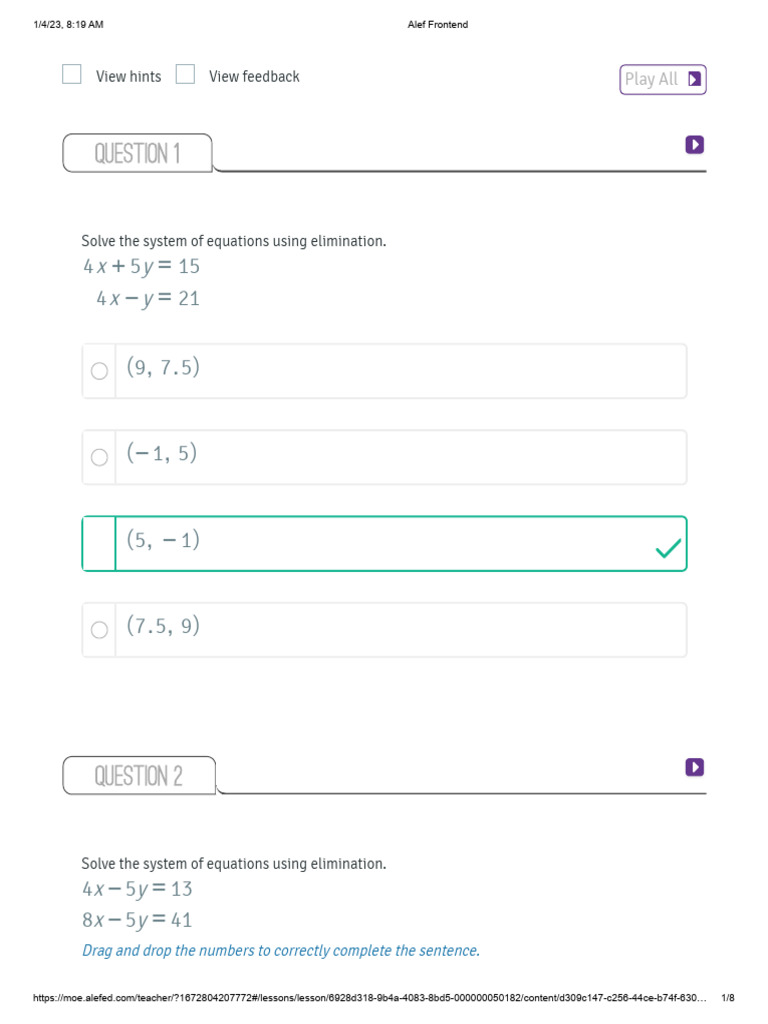 61 Solving Systems of Equations by Elimination Using Subtraction | PDF