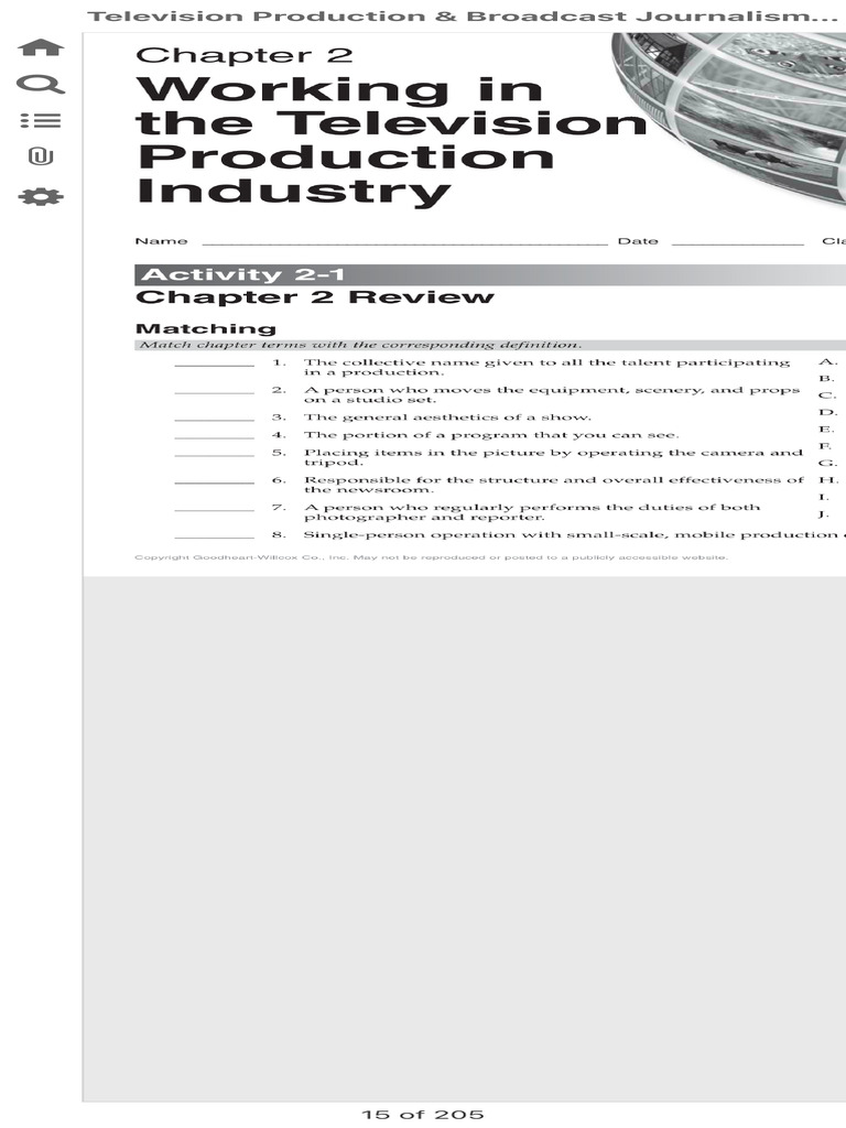 Television Production & Broadcast Journalism, 3rd Edition, Workbook ...
