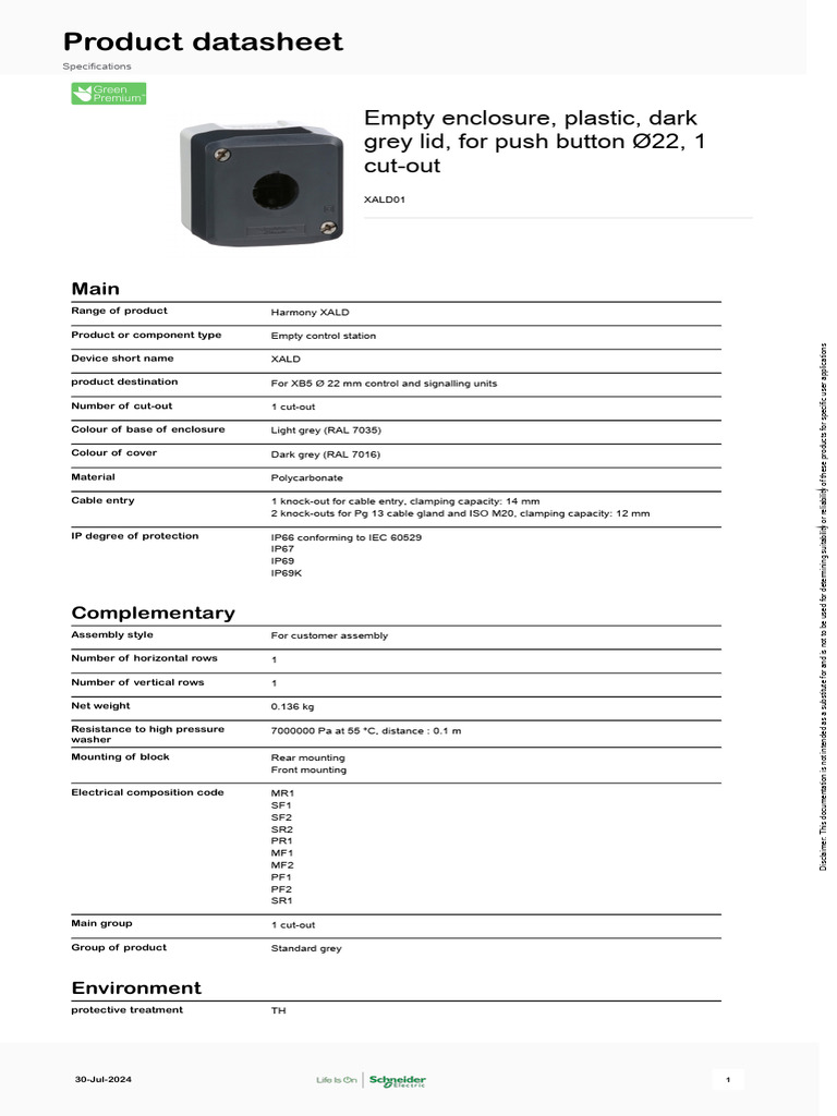 Schneider Electric - Harmony-XALD-XALK - XALD01 | PDF