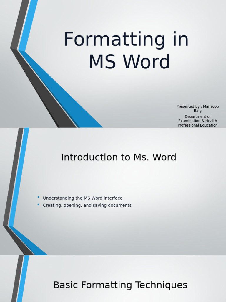 Ms. Word Presentation | PDF