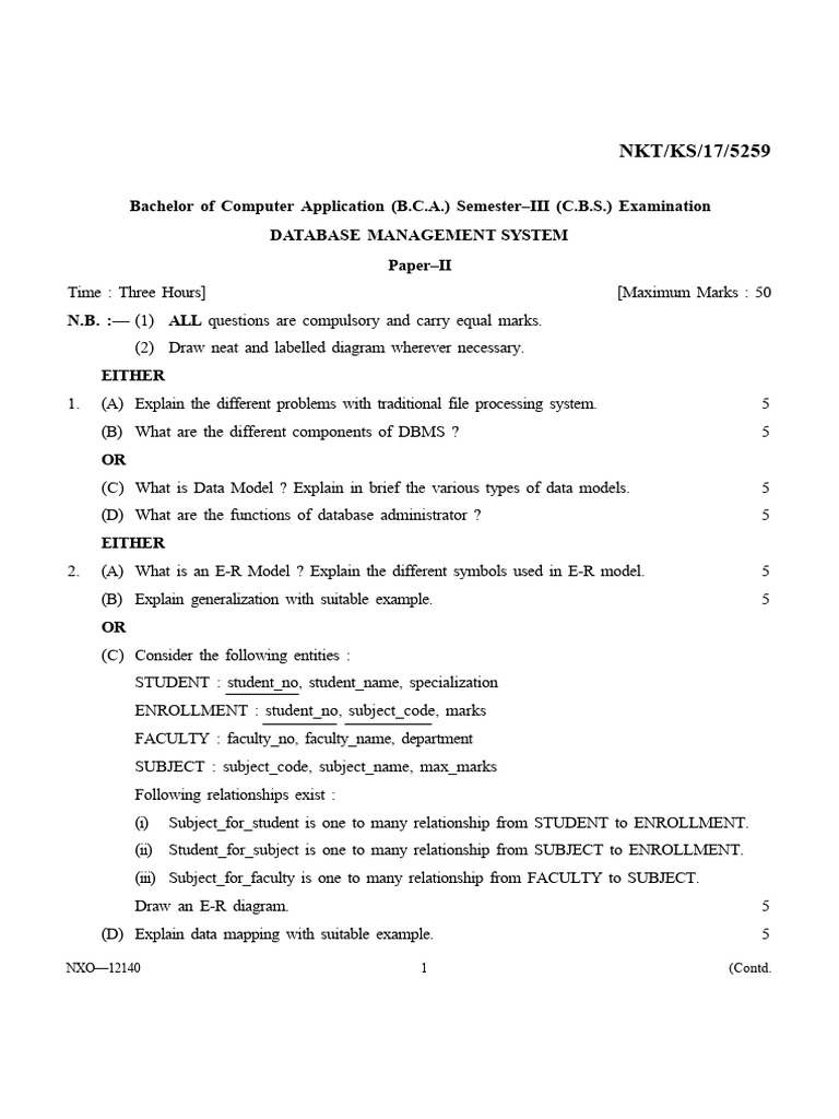 Bca 3 Sem Database Management System Summer 2017 | PDF | Databases | Data Model