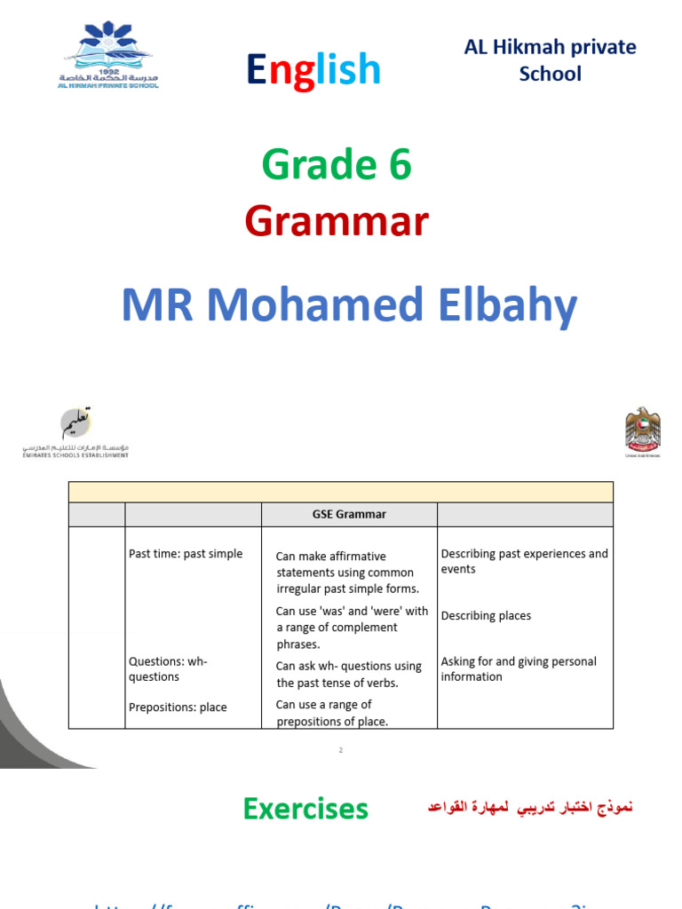 Grade 6 Grammar: Past Tense Review | PDF | Verb | Question