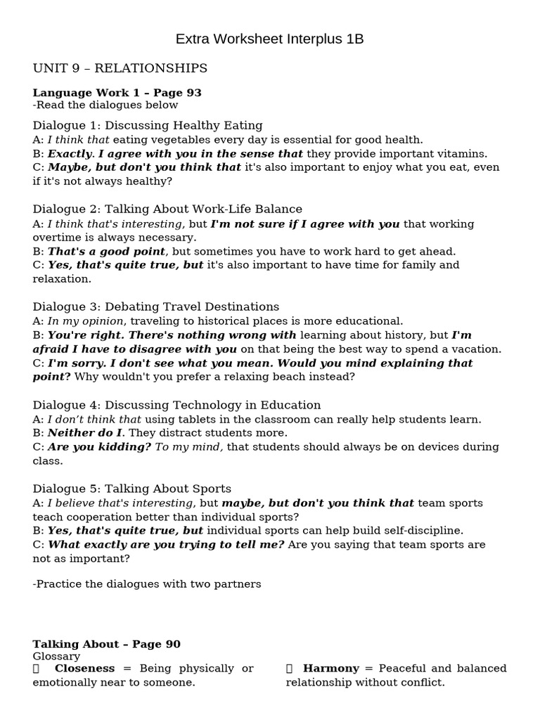 Extra Worsksheet Interplus 1B | PDF | Verb | Language Mechanics