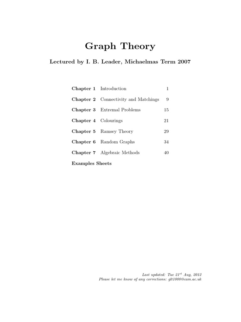Graph Theory | PDF | Graph Theory | Mathematical Relations