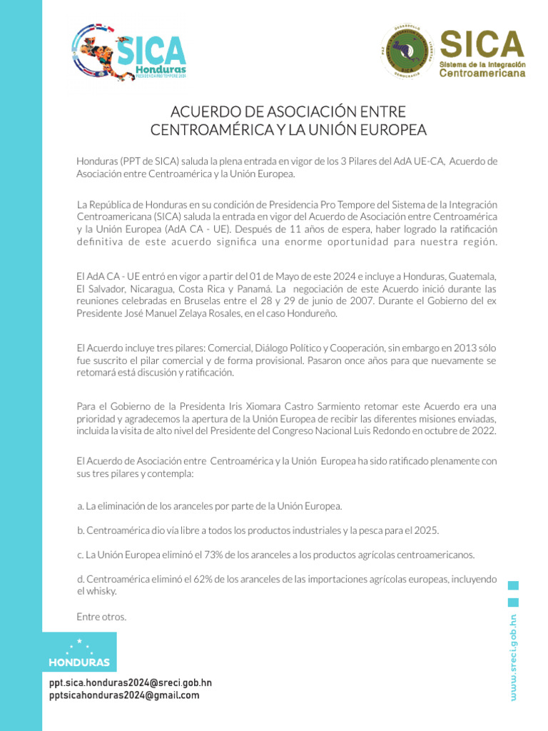 Acuerdo de Asociacion Entre Centroamerica y La Union Europea | PDF | Centroamérica | Honduras
