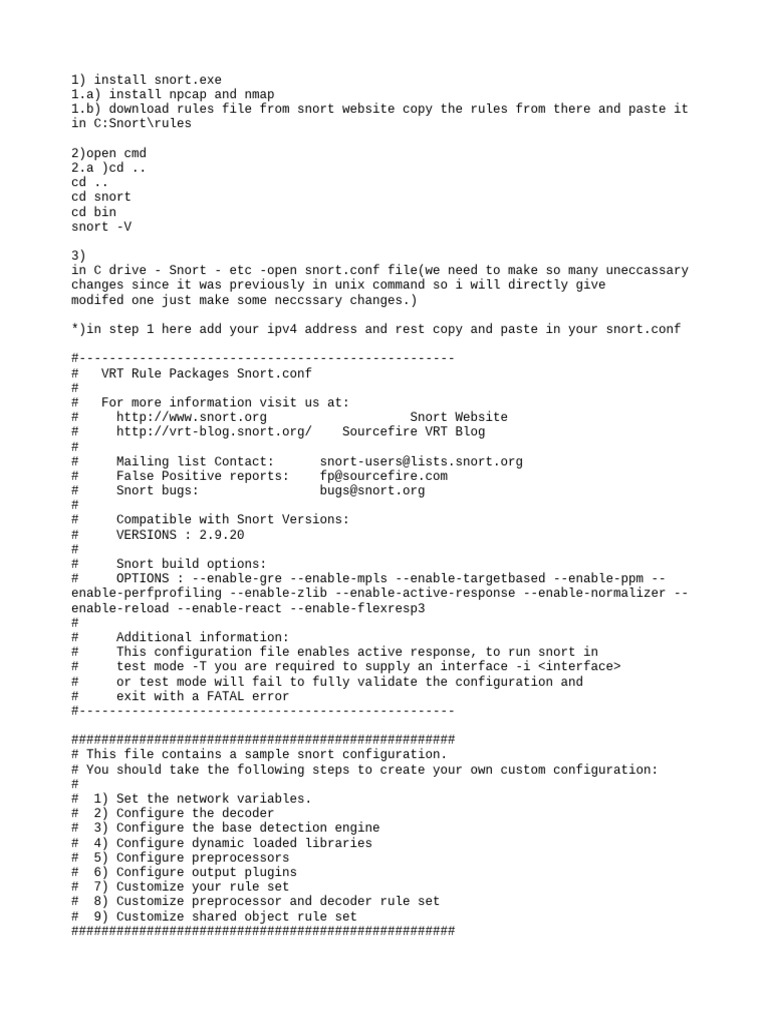 Snort Installation & Configuration Guide | PDF | Network Architecture | Application Layer Protocols