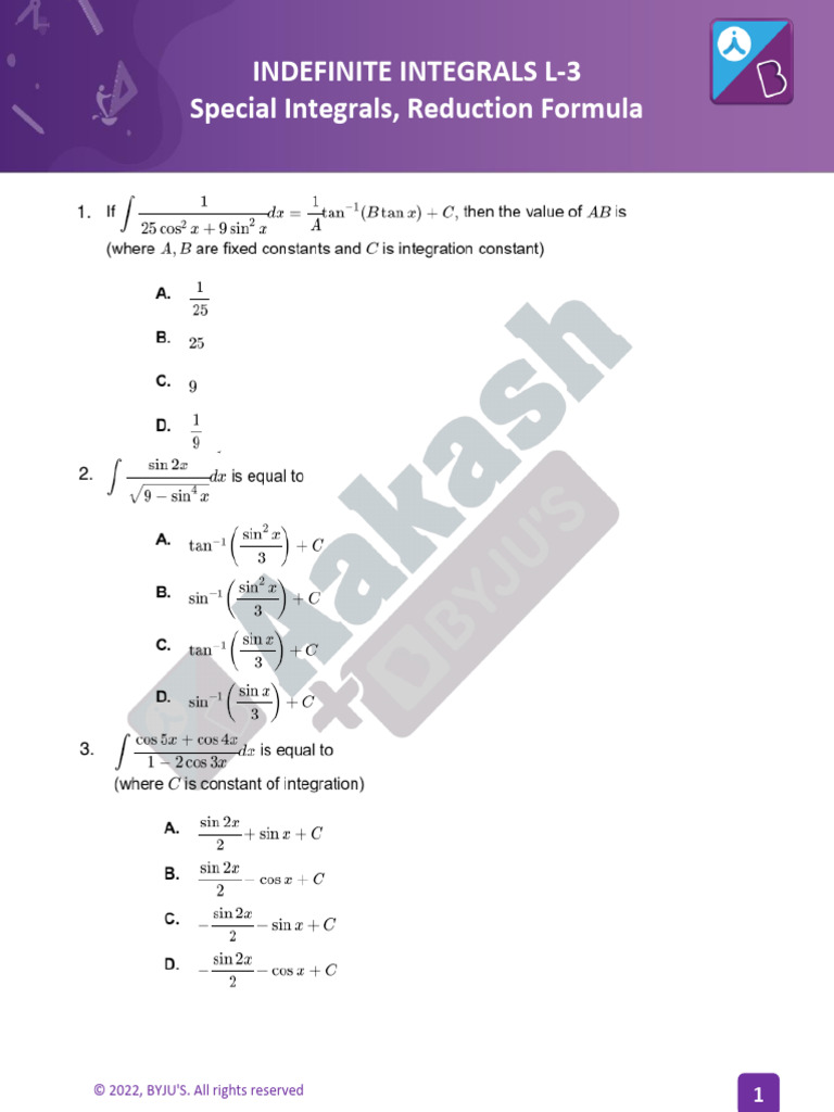 Advanced Calculus: Special Integrals | PDF