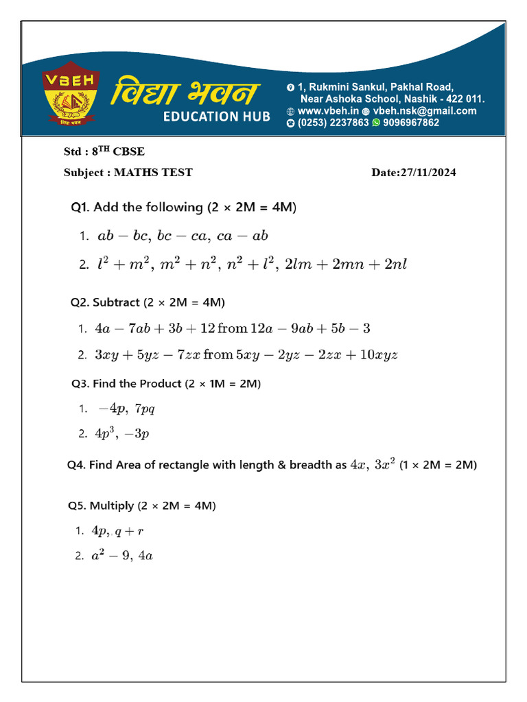 8th Cbse 27 Nov | PDF