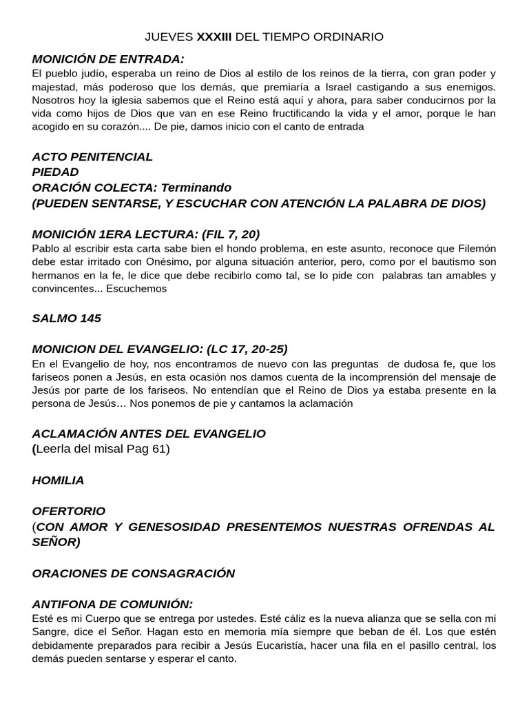 Moniciones Jueves | PDF