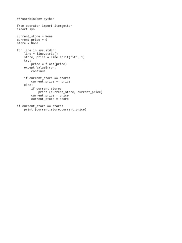 Python Script: Sum Prices by Store | PDF