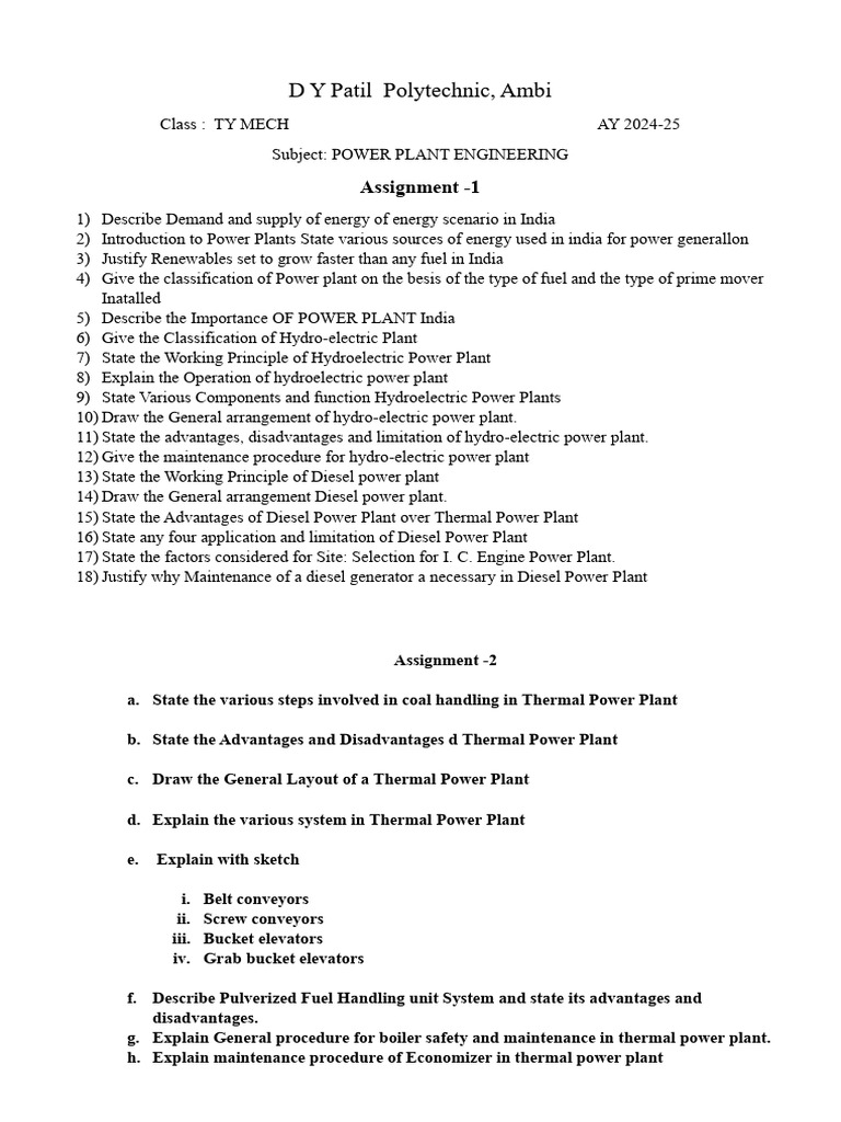 Power Plant Engineering Assignments | PDF | Power Station | Gas Turbine