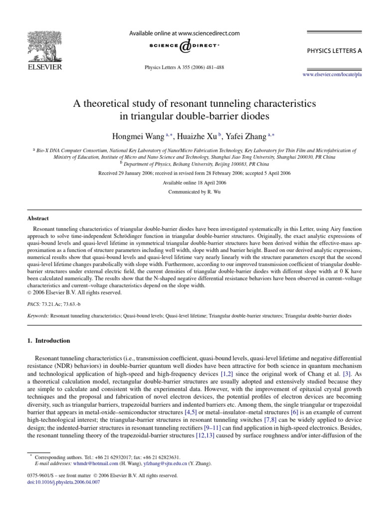 Wang2006-A Theoretical Study of Resonant Tunneling Characteristics in ...