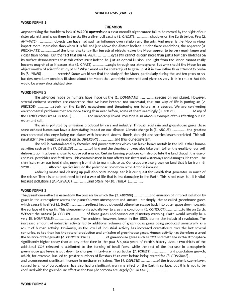 Bdhsg10 Word Forms Part 2 Keys (Dhbb) | PDF | Greenhouse Effect | Greenhouse Gas