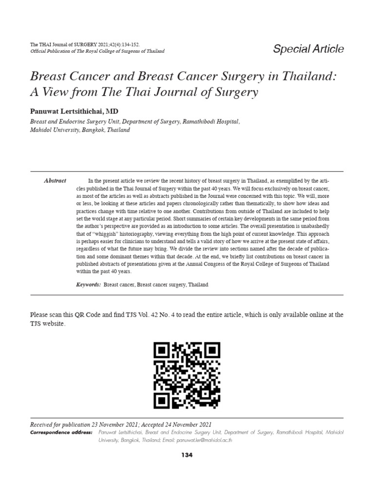 Pakjira - mnw,+TJS+Vol +42+no 4+03-Breast+Cancer-Panuwat+p 134-152 | PDF | Breast Cancer ...