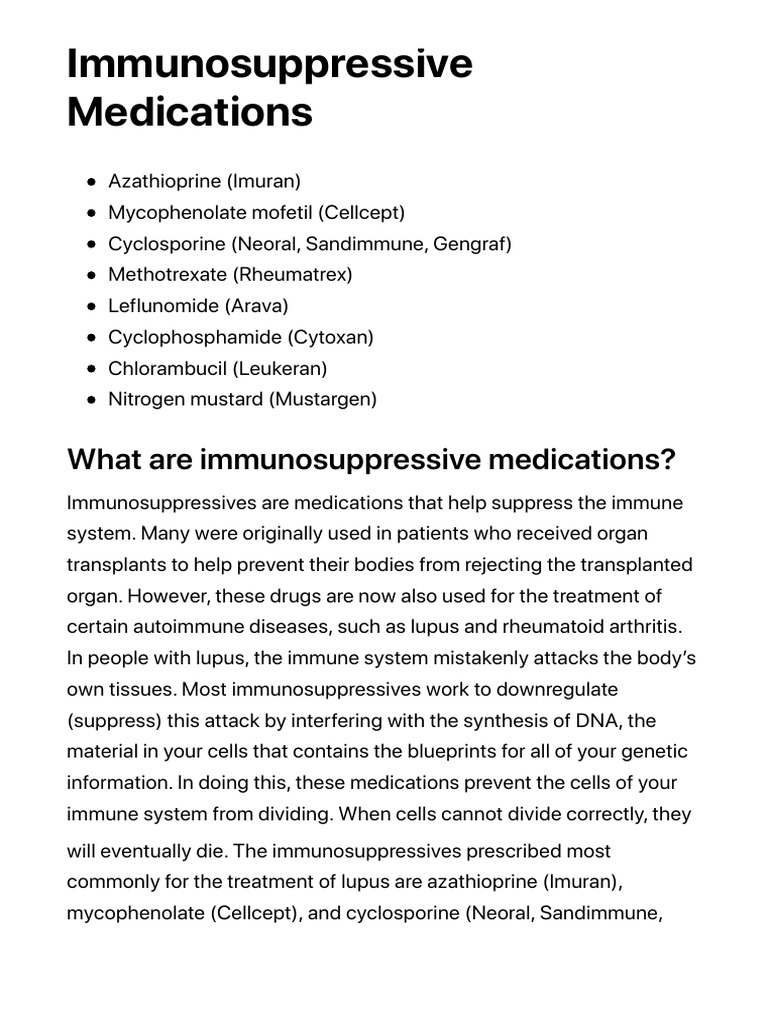 Treating Lupus With Immunosuppressive Medications - Johns Hopkins Lupus ...