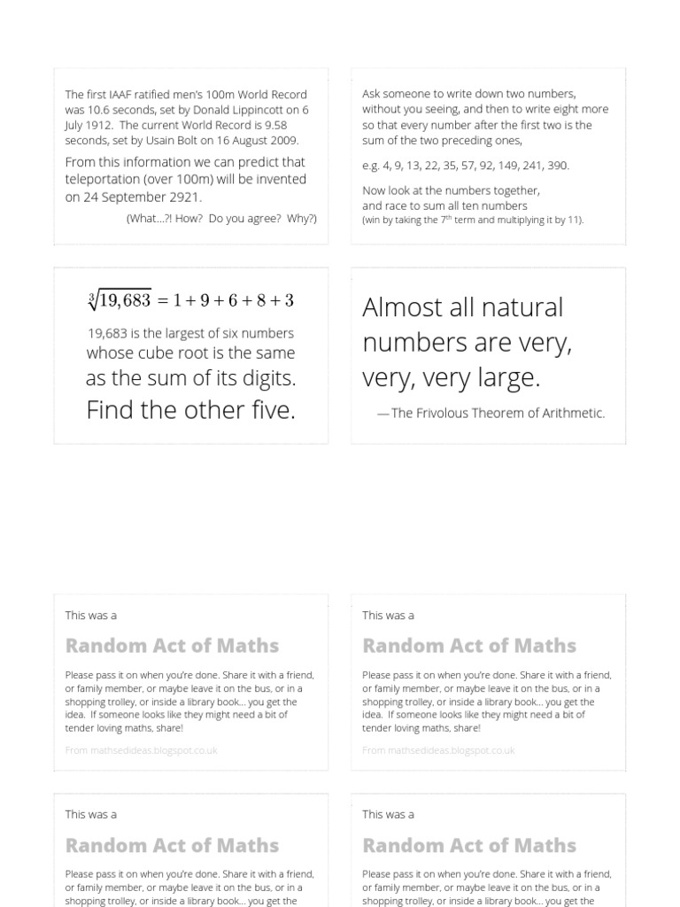 Random Acts of Maths 201-240 | PDF | Mathematics | Arithmetic