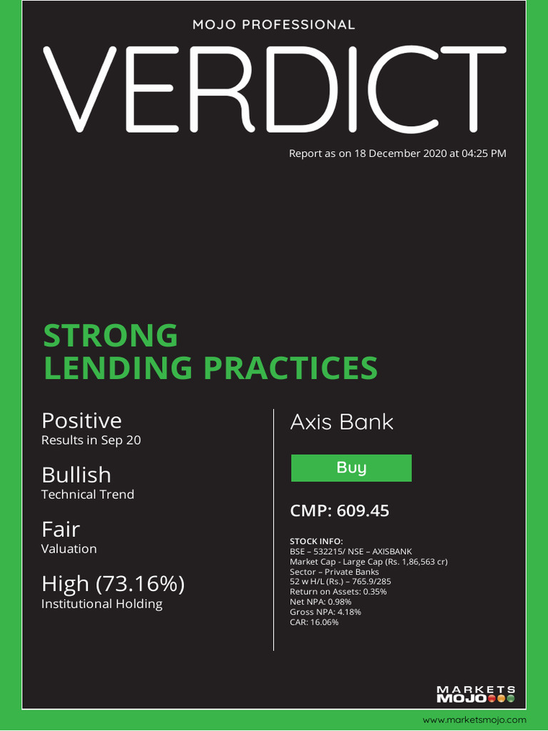 Axis Bank Stock Analysis Report 2020 | PDF | Investing | Valuation ...