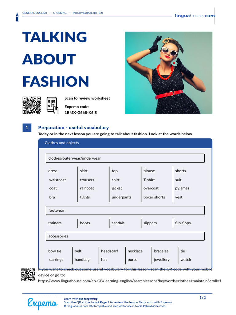 Discussing Fashion Vocabulary | PDF | Fashion | Human Appearance