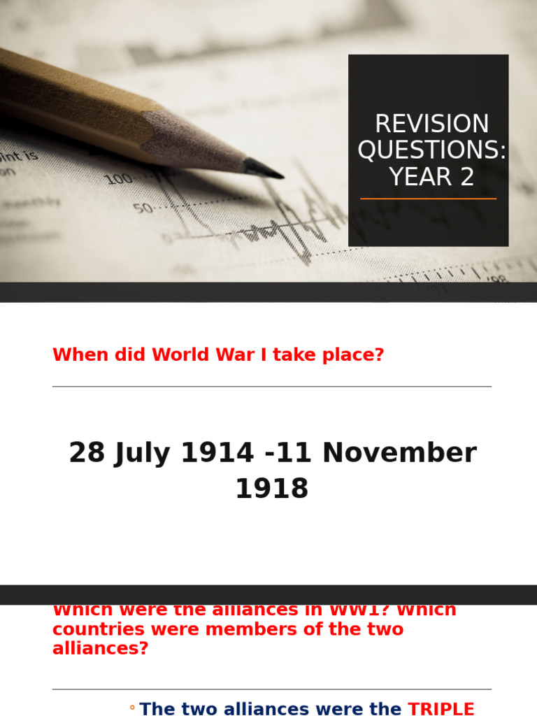 Year 2 Revision Questions Part A | PDF | World War I | Austria Hungary