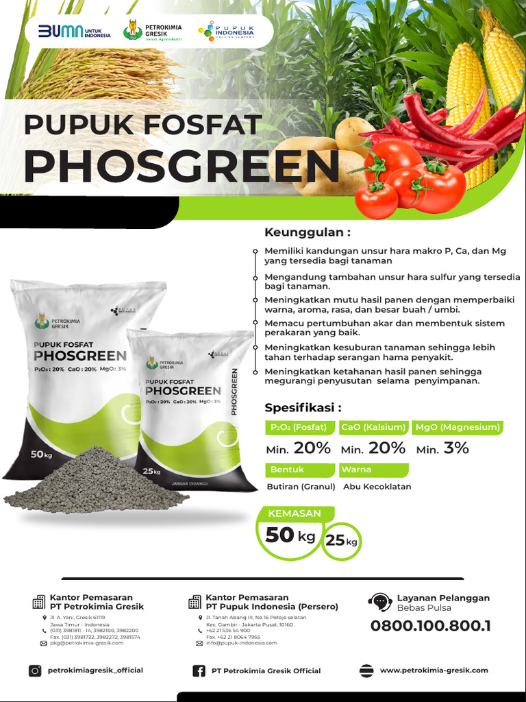 Pupuk Fosfat: Phosgreen | PDF