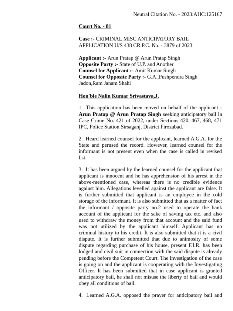 ABAIL(A)_3879_2023 (1) | PDF | Bail | Crime & Violence