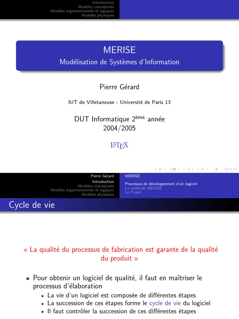 MERISE Presentation | PDF | Développement de logiciel | Informatique