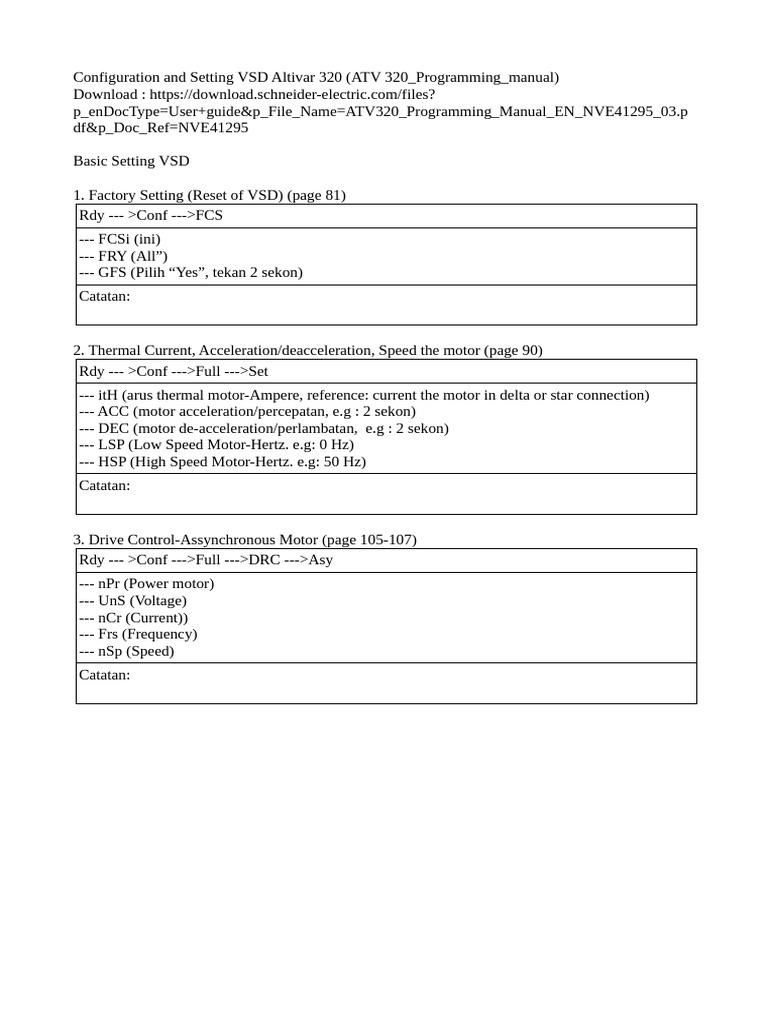 VSD Altivar 320 - Setting | PDF