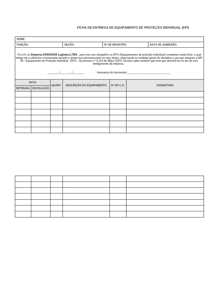 Ficha de Entrega de Epi | PDF