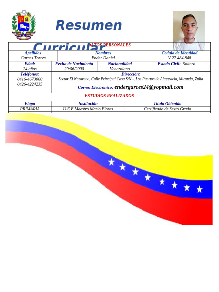Curriculum Ender Garces | PDF