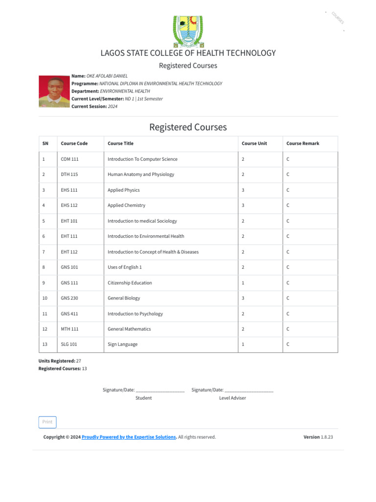 LASCOHET Portal - Course Registration | PDF | Science