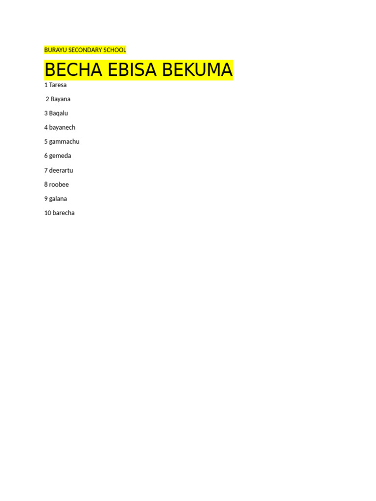 Becha Ebisa | PDF