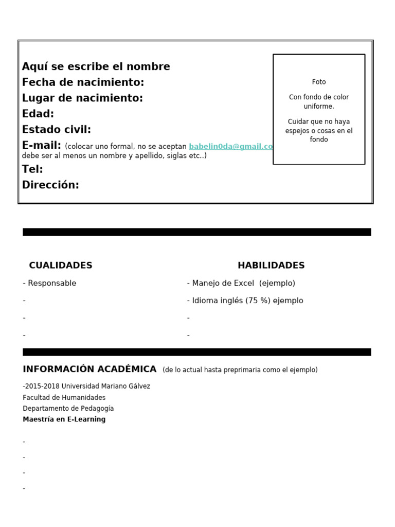 Formato Curriculum | PDF