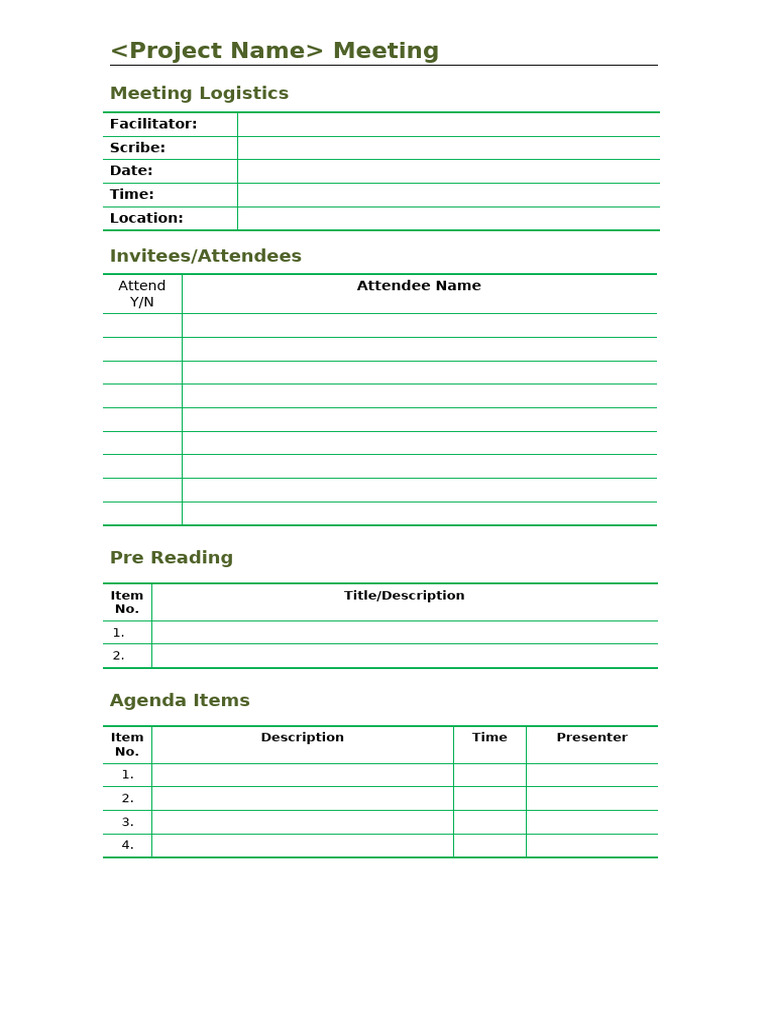 Meeting Agenda Template 11 21 18 | PDF
